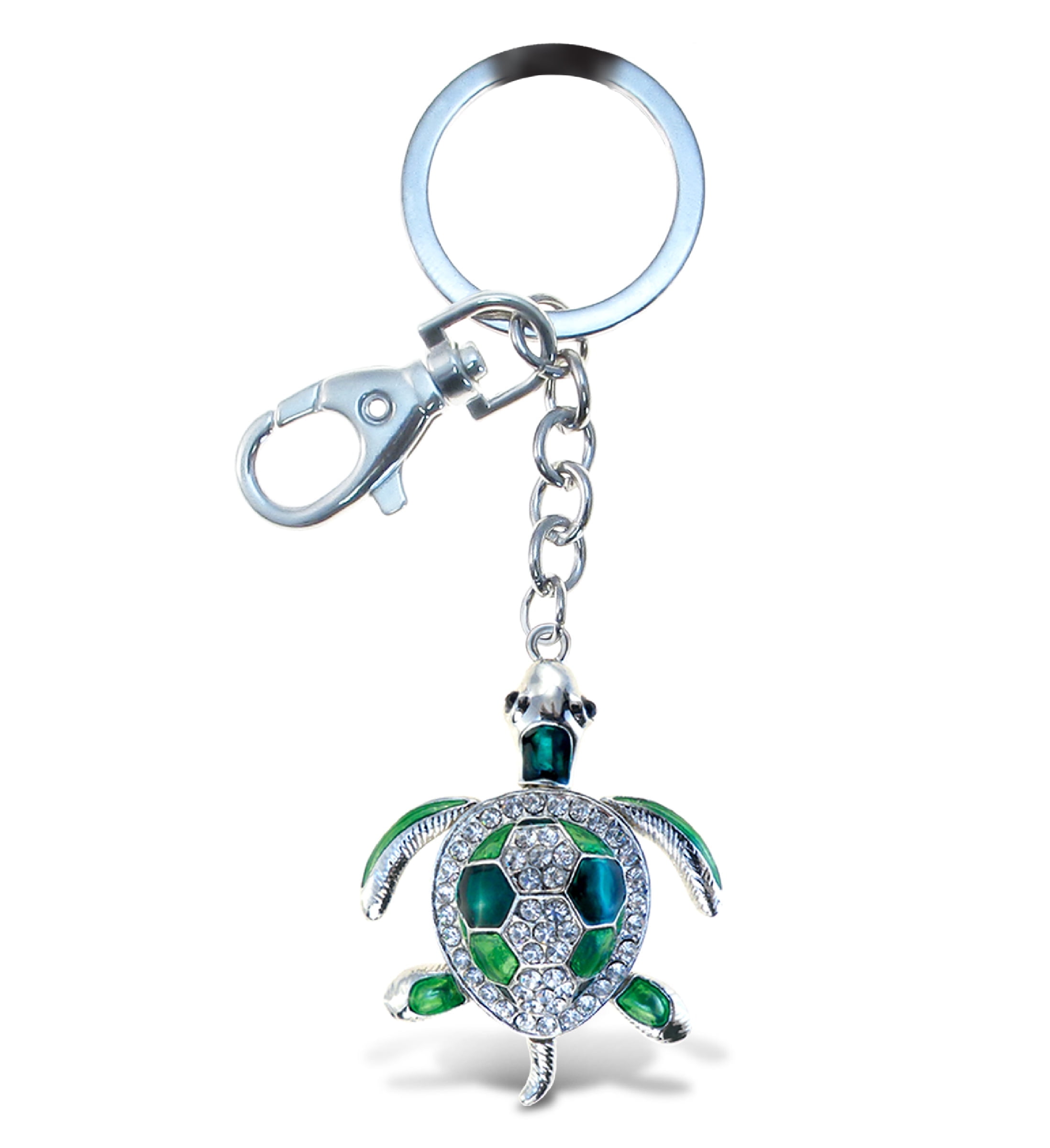 Puzzled 3D Green Sea Turtle Keychain - Sparkling Rhinestone Green Sea ...