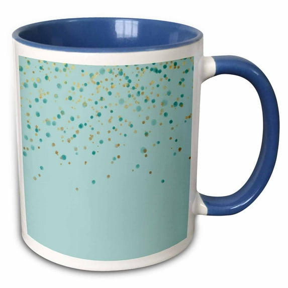 3drose, Aqua and Faux Gold Confetti on a Light Blue Background, 11oz ...