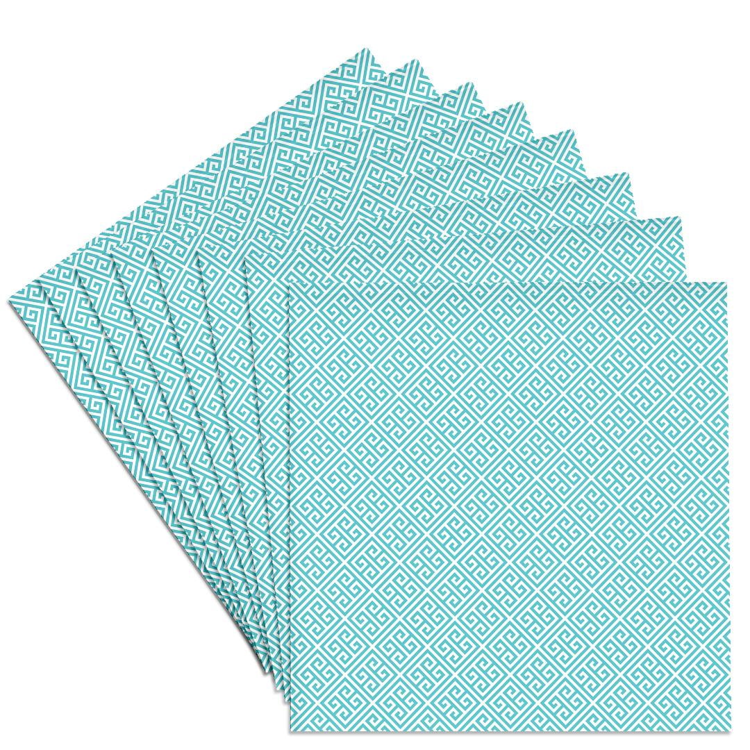 Aqua And White Greek Key Pattern, set of 8 Ceramic Tile Coasters ...