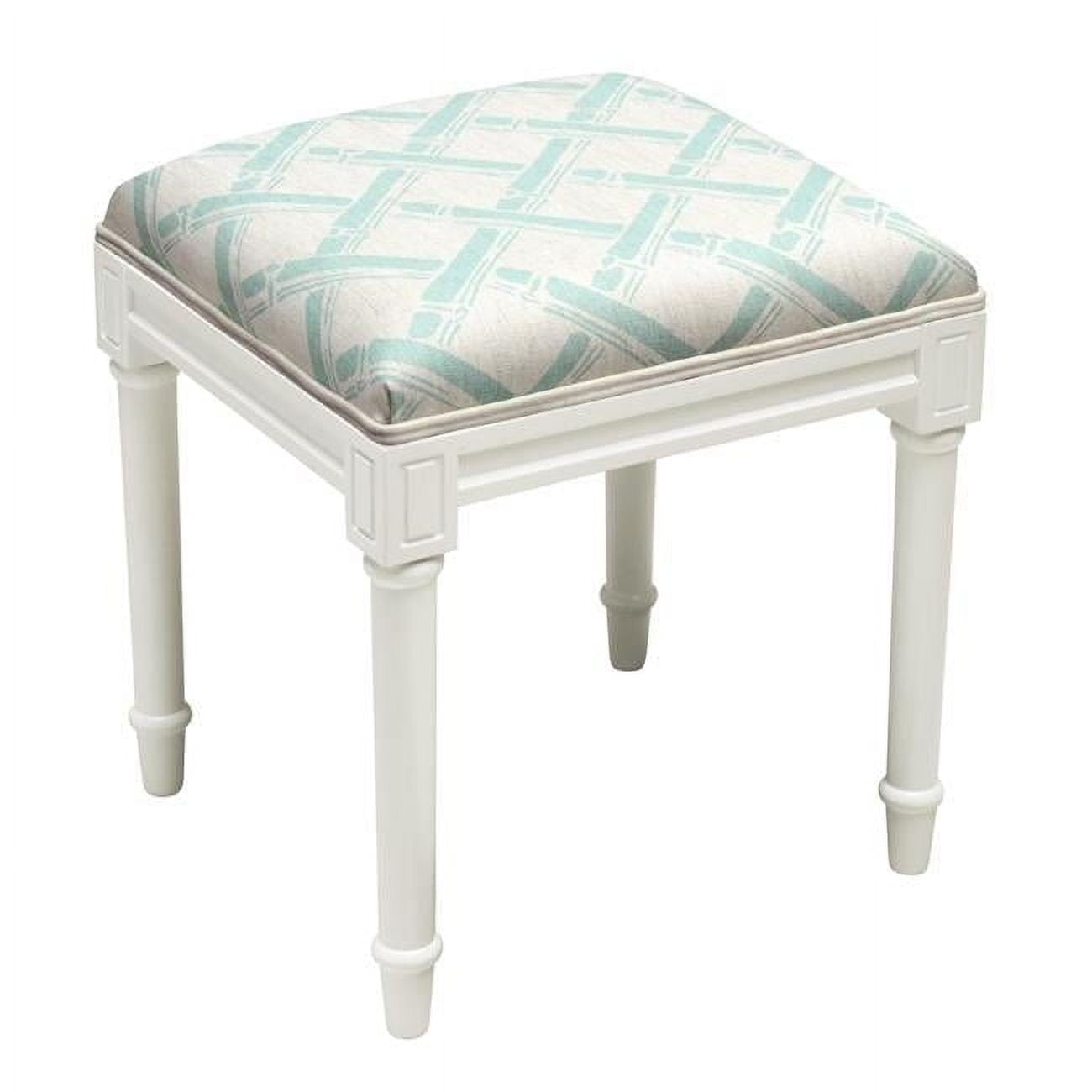 Aqua Bamboo Trellis Upholstered Wooden Vanity Stool, White - Walmart.com