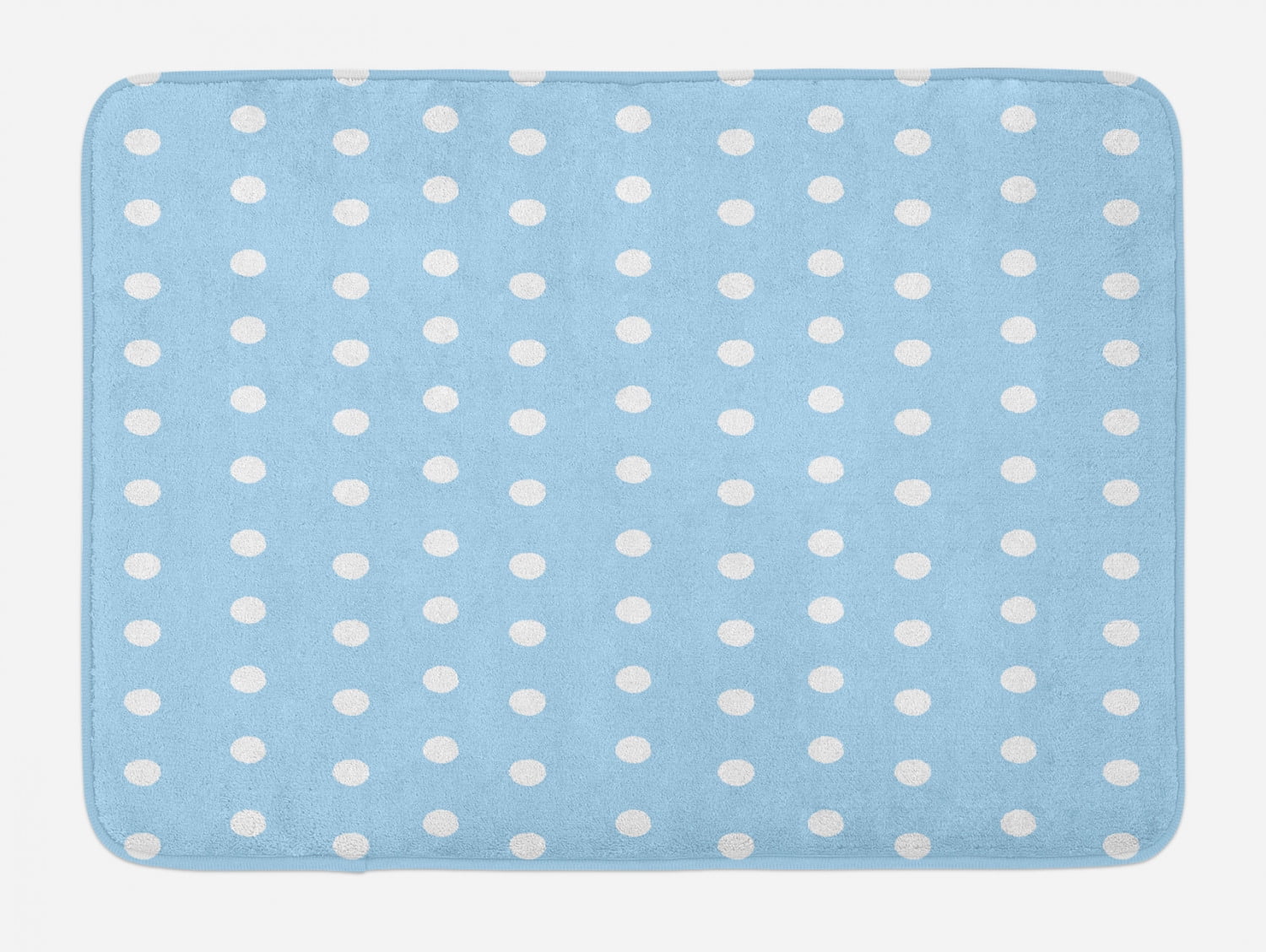 Aqua Bath Mat, Watercolor Style White Spots on Blue Backdrop Retro ...