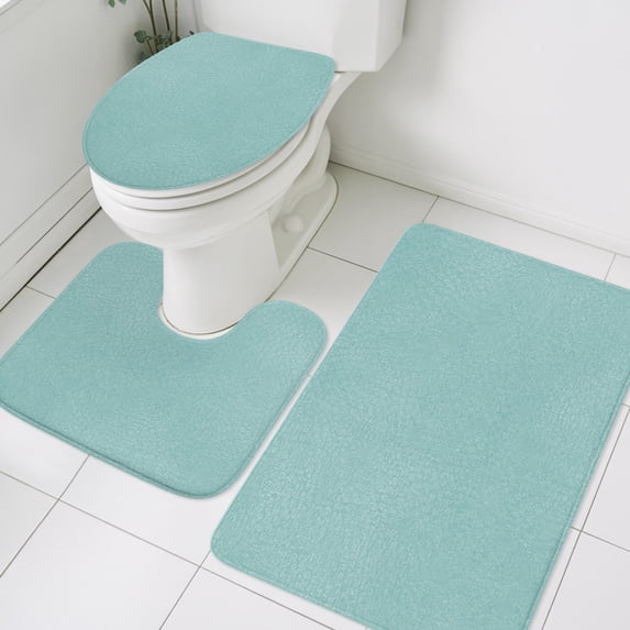 Aqua Bathroom Rugs Set Natural Solid Color Organic Mottling Texture Non ...