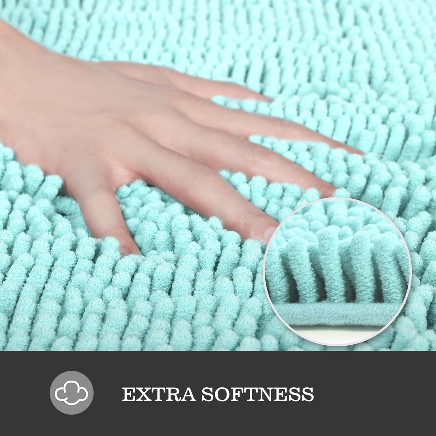 Aqua Bathroom Rugs \u2013 Thick Chenille Bath Mats | Absorbent and ...