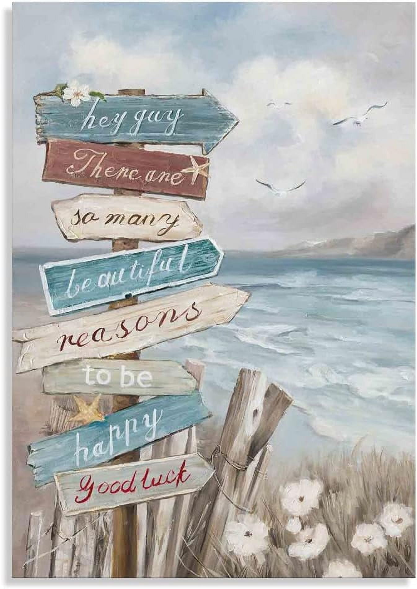 Aqua Beach Inspirational Wall Art: Framed Motivational Wall Decor Ocean ...