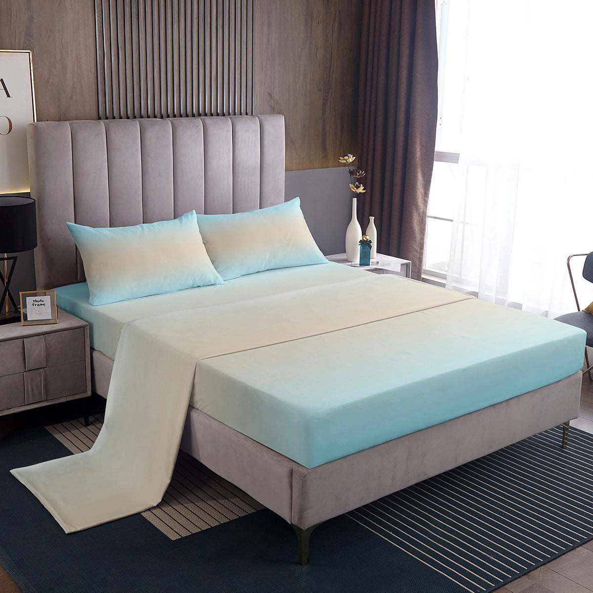 Aqua and Beige Gradient Sheet Set Modern Colorful Sheets for Bedroom ...
