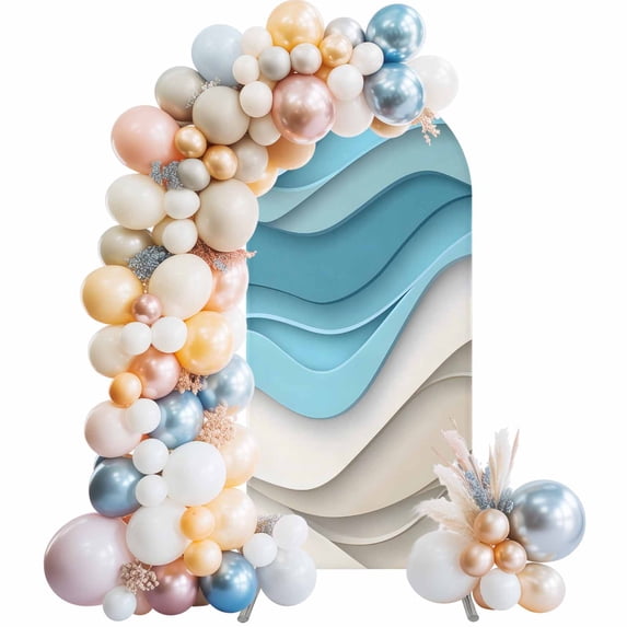 Aqua Beige Ombre Arch Backdrop Cover 4x1.65 Ft, Spandex Wedding Arch ...