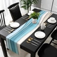 Aqua Beige Ombre Table Runner 72 Inches Long - Modern Abstract Moire ...