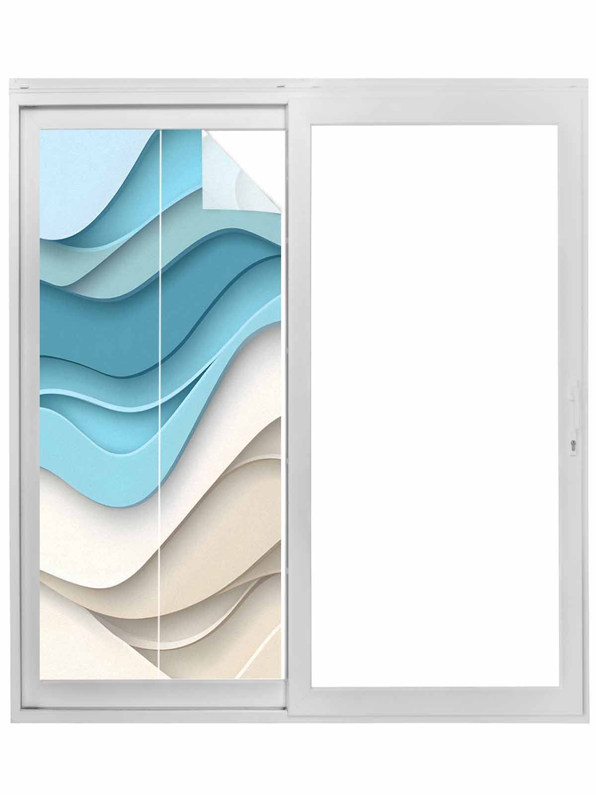 Aqua Beige Ombre Window Privacy Film, Modern Abstract Moire Art ...