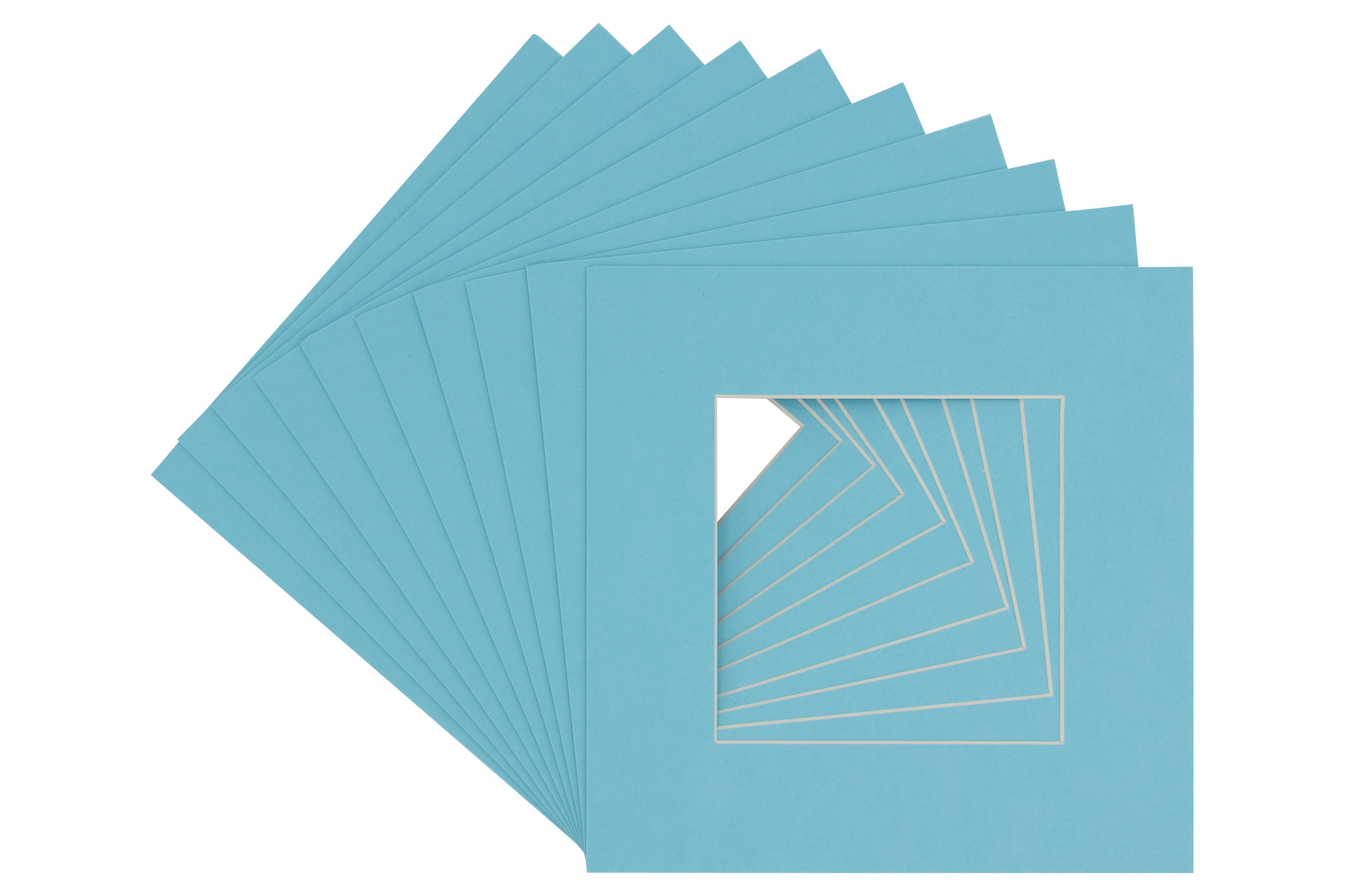 Aqua Blue Acid Free 12x12 Picture Frame Mats with White Core Bevel Cut ...