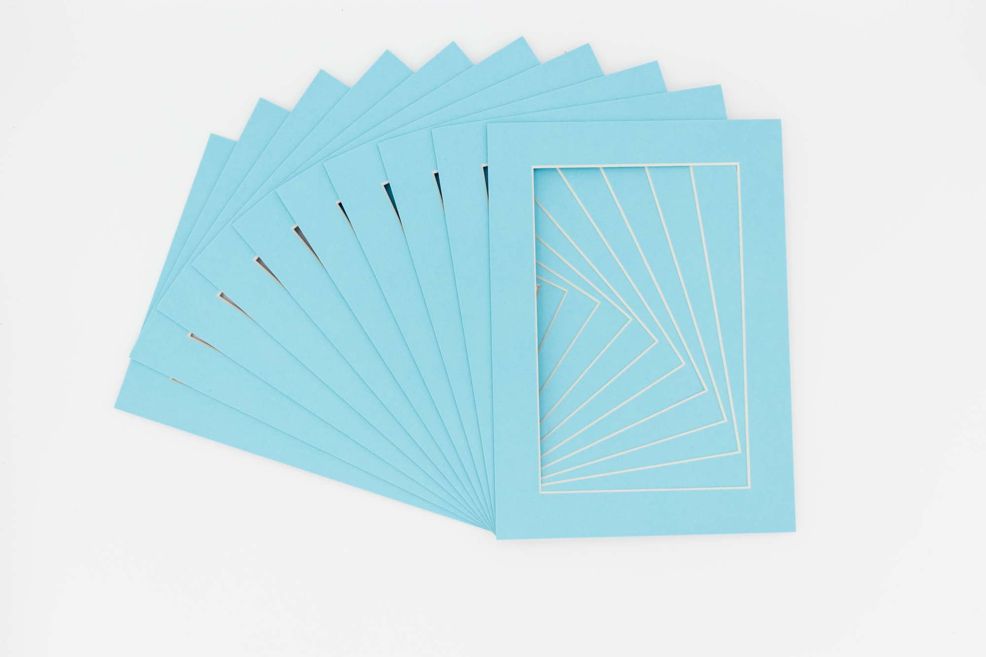 Aqua Blue Acid-Free 8.5x11 Picture Frame Mats with White Core Bevel Cut ...