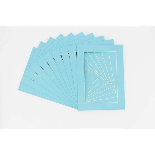 Aqua Blue Acid Free 8x10 Picture Frame Mats with White Core Bevel Cut ...