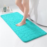 Memory Foam Runner Bath Mat Aqua Blue Pebble Design 48x18 - Walmart.com