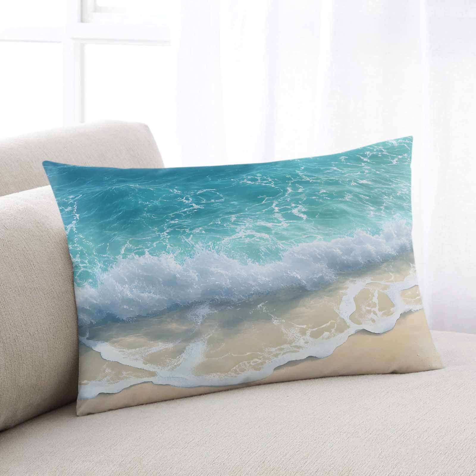 Aqua Blue Beach King Size Pillow Cover, Pillowcase Protectors with ...