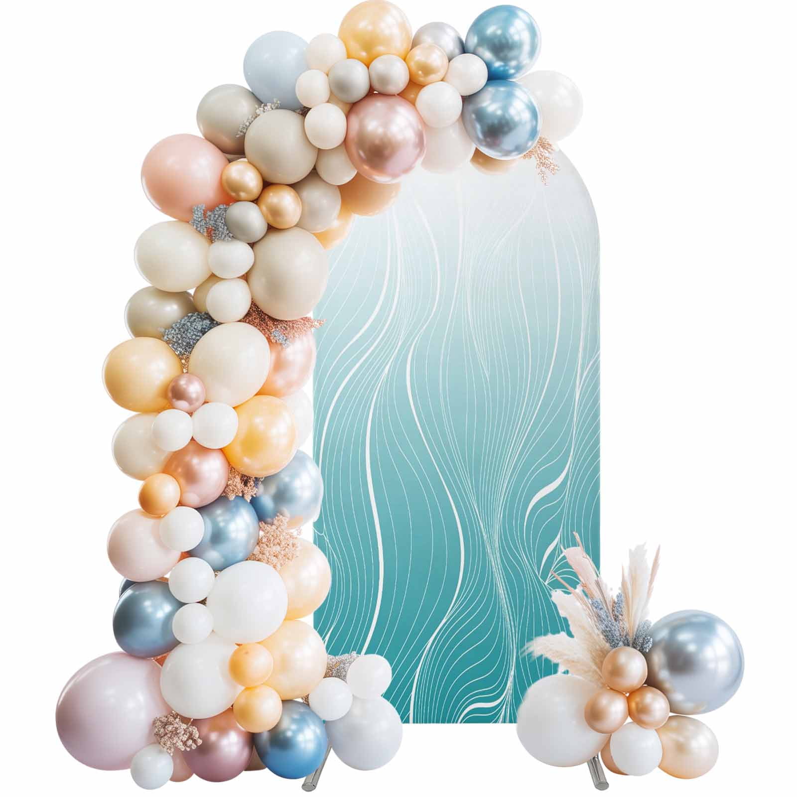 Aqua Blue Geometric Arch Backdrop Cover 4x1.65 Ft, Spandex Wedding Arch ...