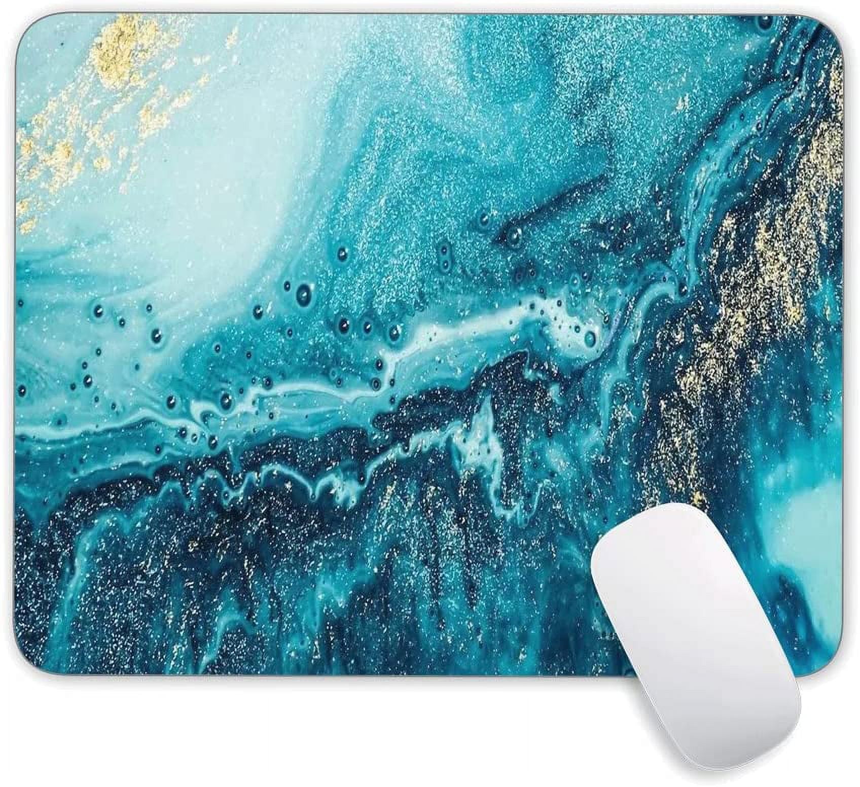 Aqua Blue Gold Marble Mouse Pad, Gaming Mouse Mat with Custom Design ...