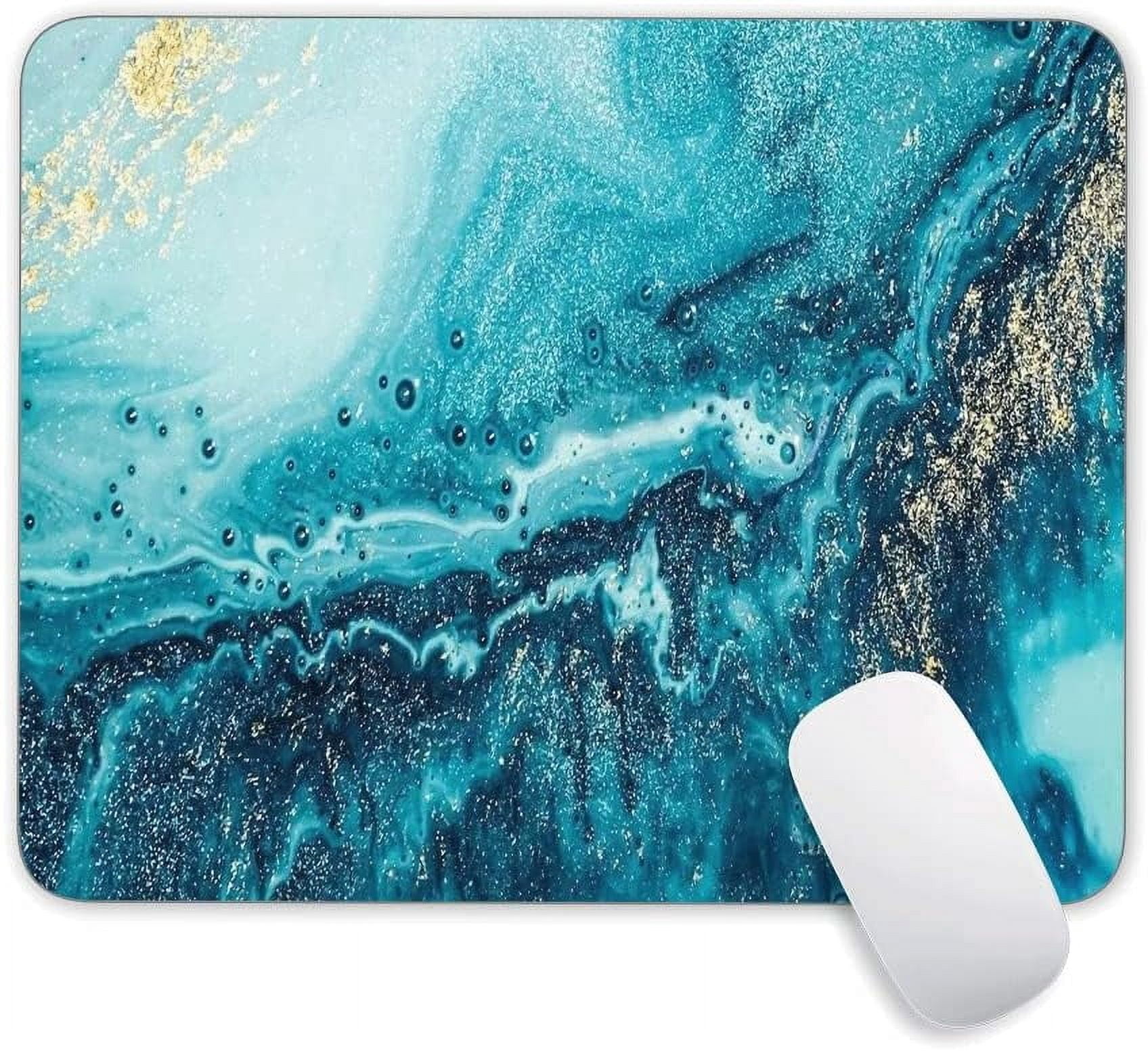 Aqua Blue Gold Marble Mouse Pad, Gaming Mouse Mat with Custom Design ...