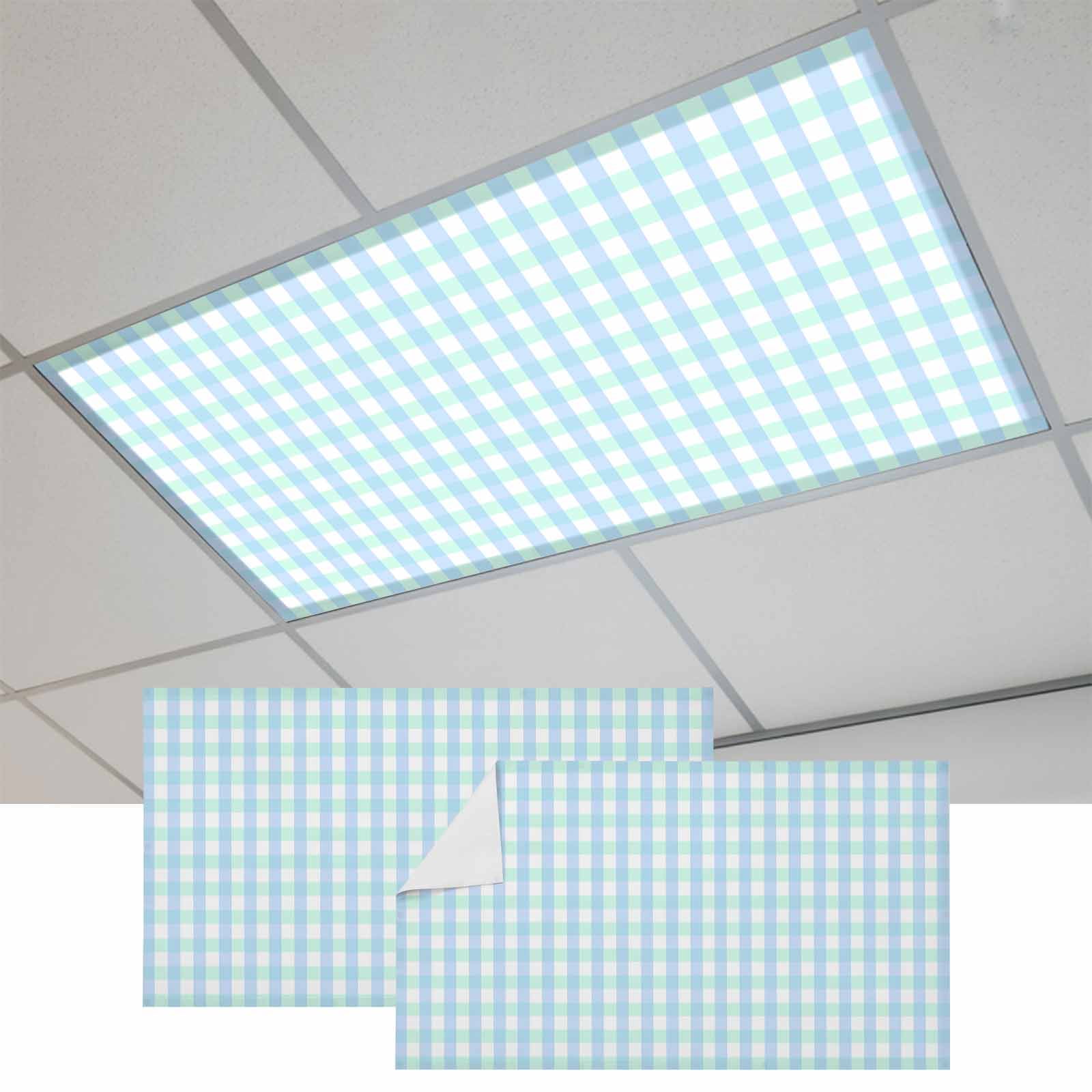 Aqua Blue Green Fluorescent Light Covers, Checkered Plaid Gingham ...