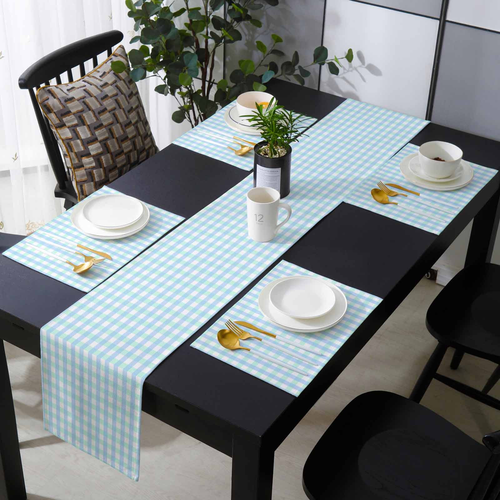 Aqua Blue Green Placemats Set of 4 with 70 Inches Long Table Runners ...