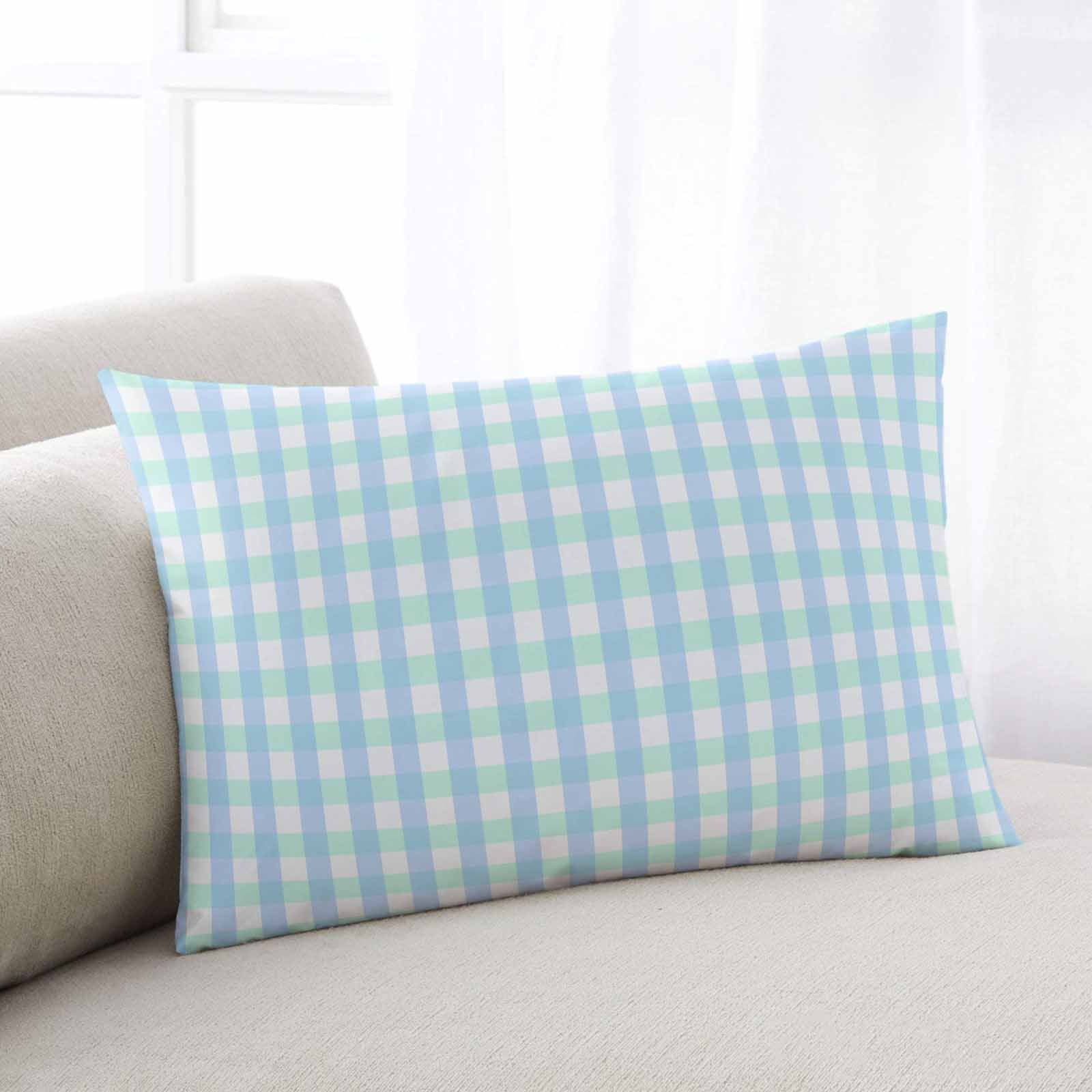 Aqua Blue Green Throw Pillow Covers, Checkered Plaid Gingham Lattice ...
