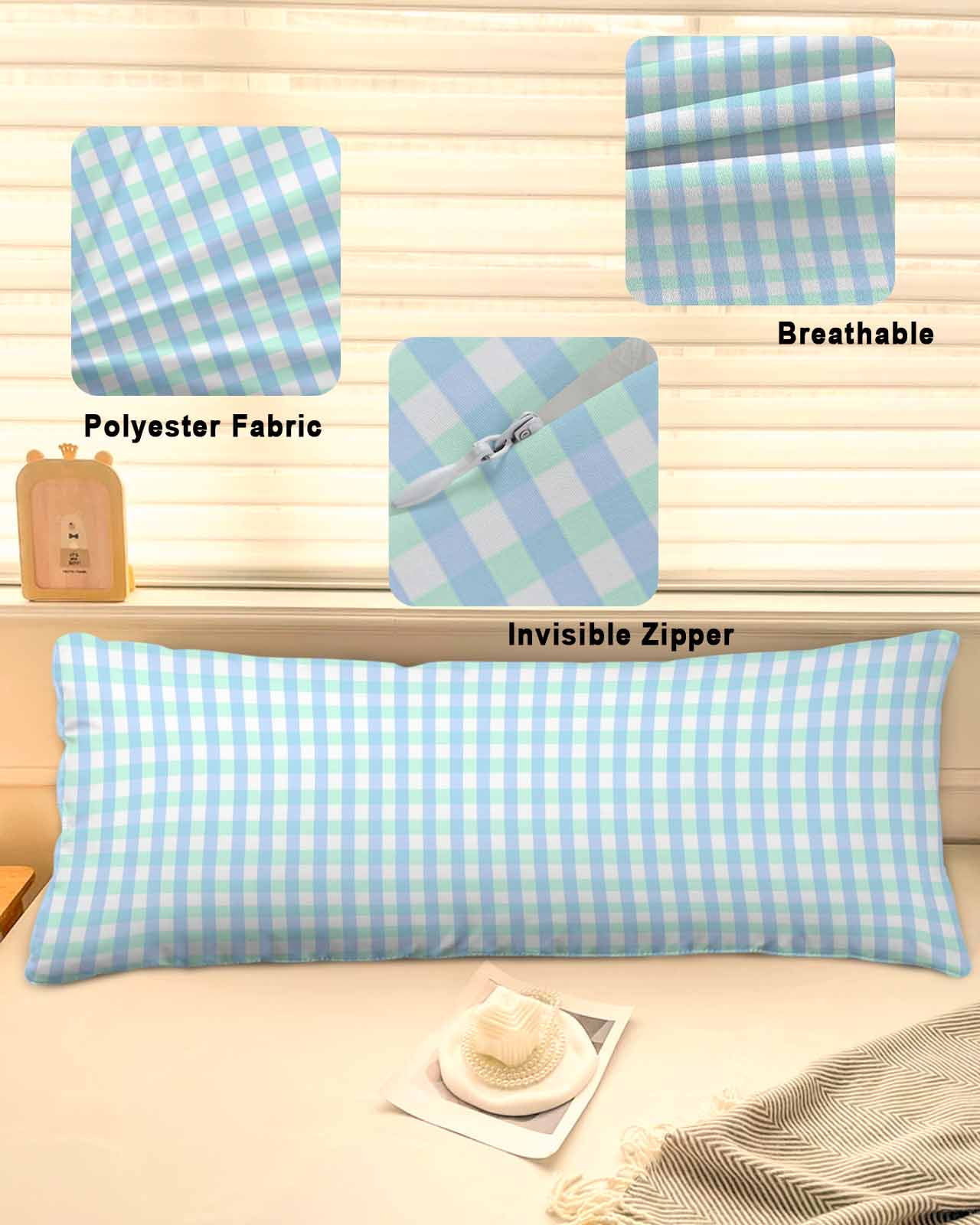 Aqua Blue Green Throw Pillow Covers, Checkered Plaid Gingham Lattice ...