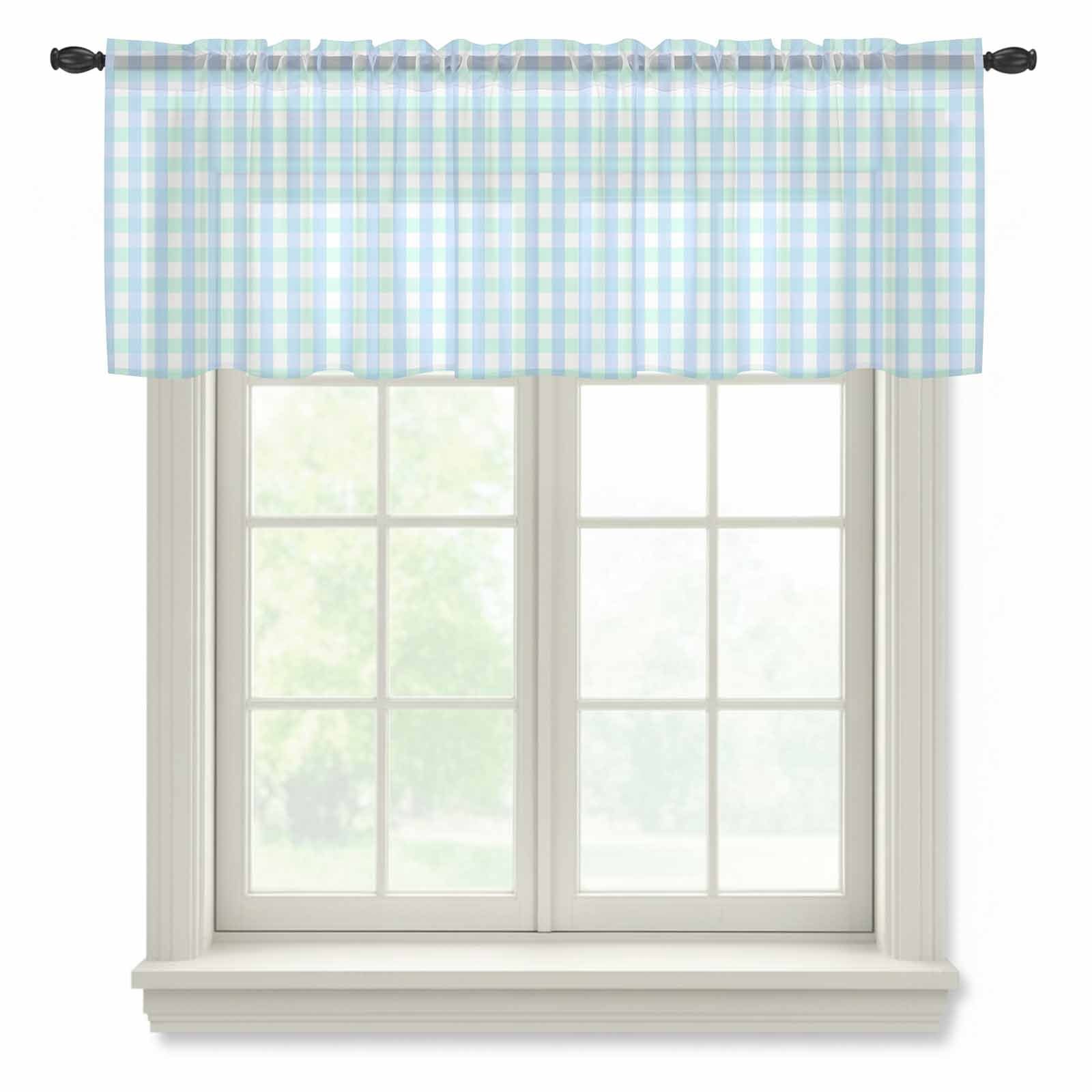 Aqua Blue Green Valance Curtains for Kitchen/Living Room/Bathroom ...