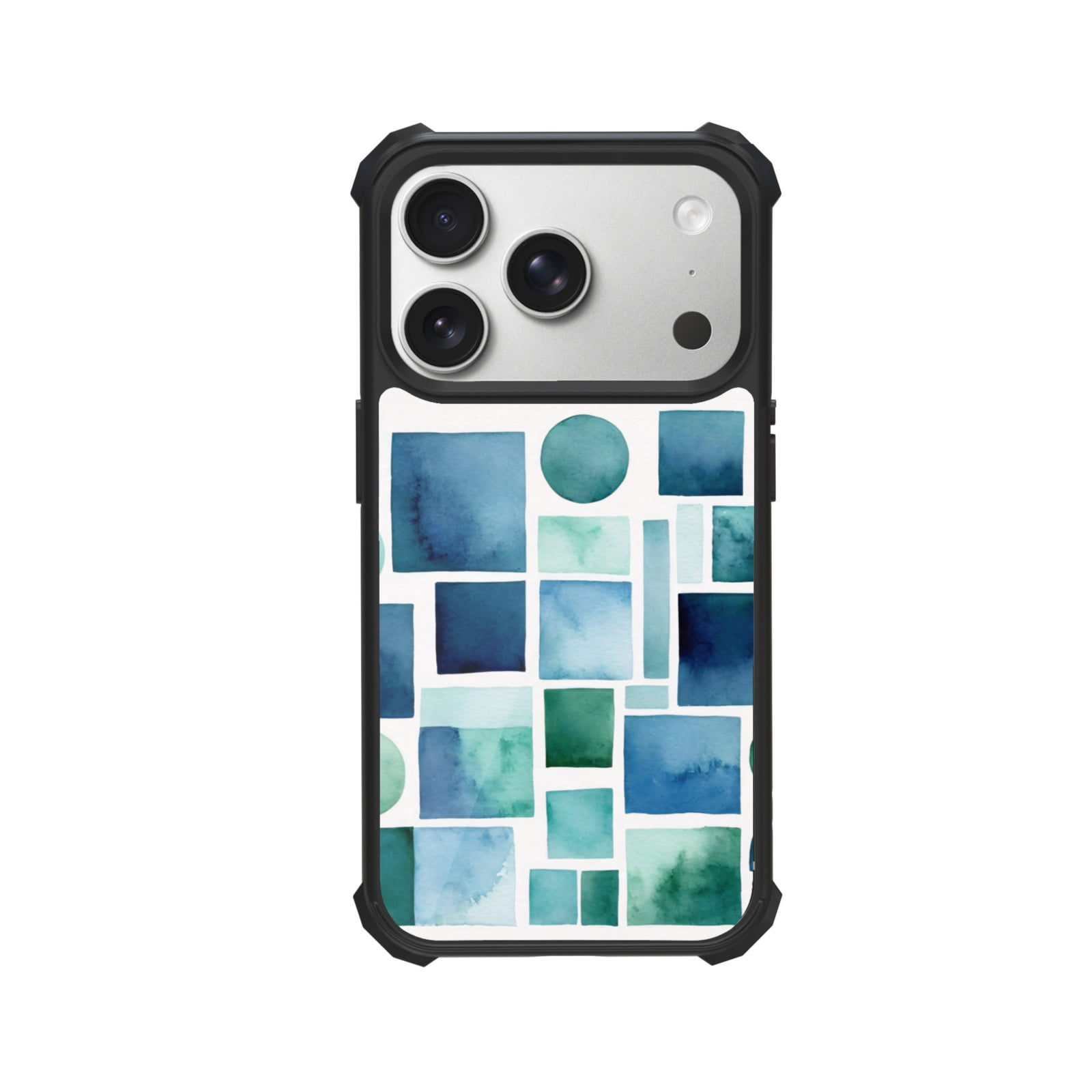 Aqua Blue Grid Shockproof Case For iPhone 12 13 14 15 16 Pro Max Series ...