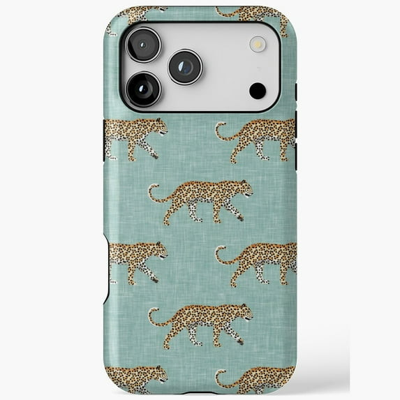 Aqua Blue Leopards Walking Protective Cover for iPhone 11 12 13 14 15 ...