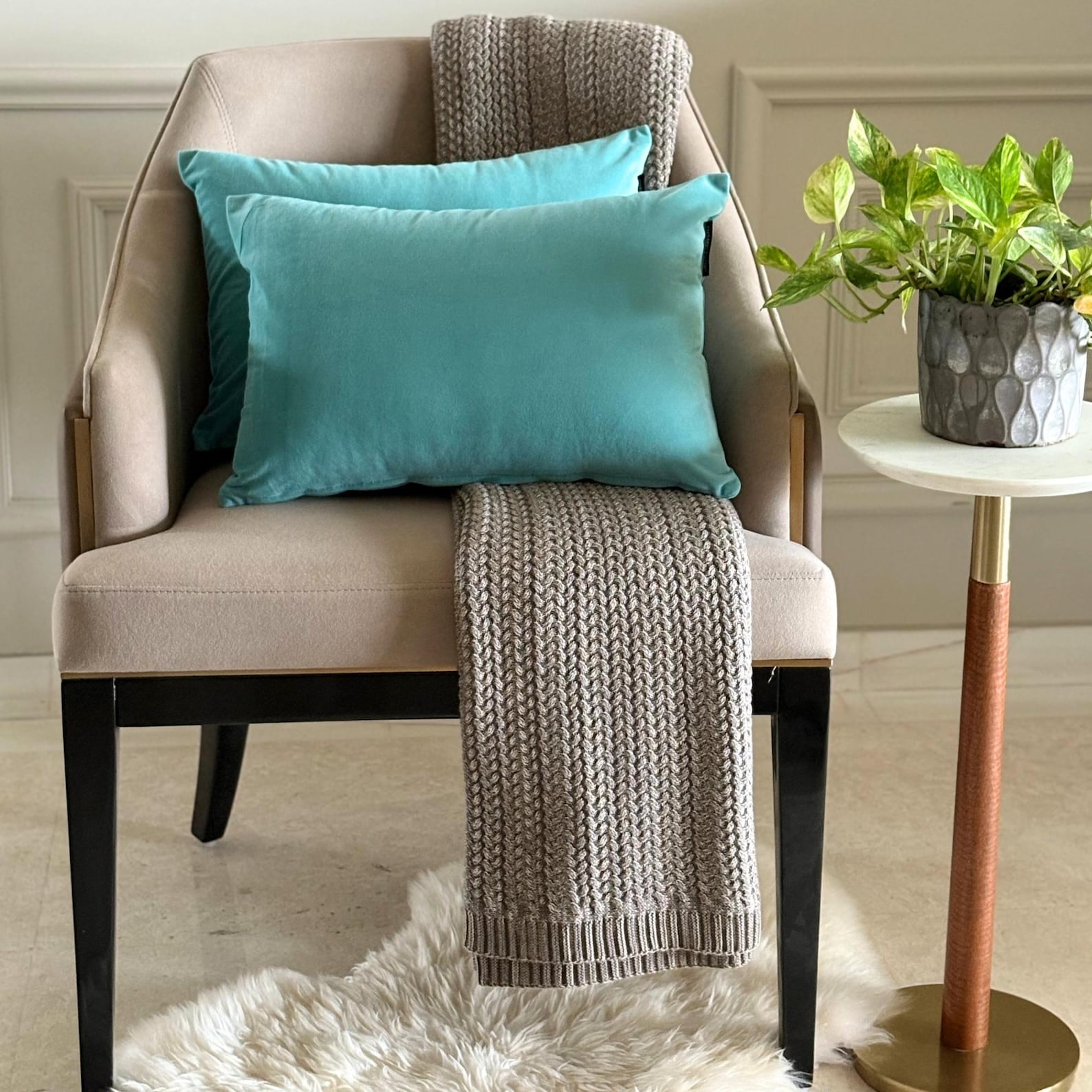 Aqua Blue Luxury Lumbar Pillow Cover 20"x26" | Pack of 2 Modern Velvet ...