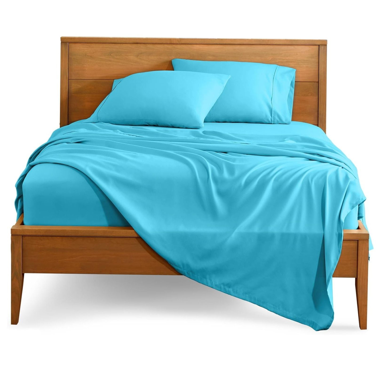 Aqua Blue, Microfiber Twin Extra Long Sheet Set, Twin XL - Walmart.com