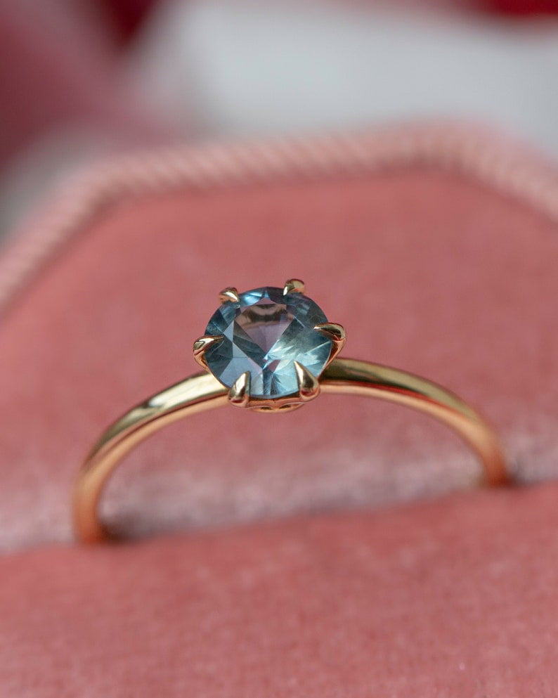 Aqua Blue Montana Sapphire Solitaire Engagement Ring 14K Gold,Six Prong ...