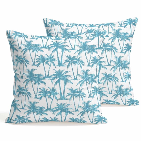 Aqua Blue Palm Tree Throw Pillow Covers 20 x 20 Inch Pillow Covers Set ...