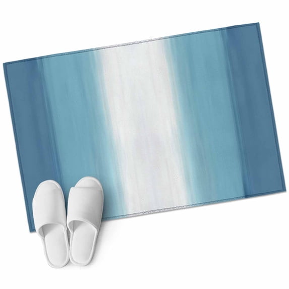Aqua Blue Striped Bathroom Rug Washable 2x3 Entryway Rug Non Slip Blue ...