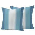 Aqua Blue Striped Outdoor Waterproof Pillow Covers, Blue White Ombre ...