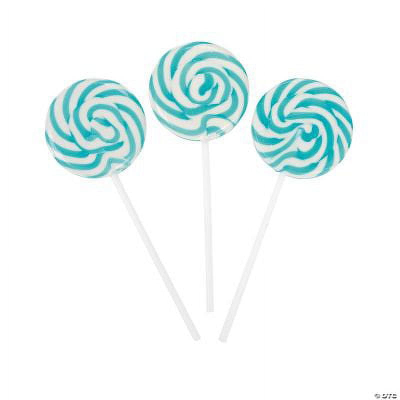 Aqua Blue Swirl Lollipops, 24 Pieces, Bulk set of 24 Individually ...