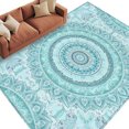 Aqua Boho Area Rug 5x8 Washable Rug Non Slip Rustic Neutral Tribes ...
