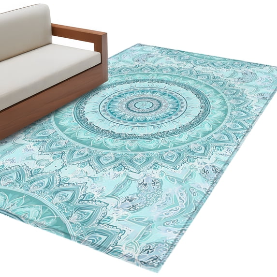 Aqua Boho Kitchen Runner Rug 2.7x5 Washable Runners for Hallway Non ...