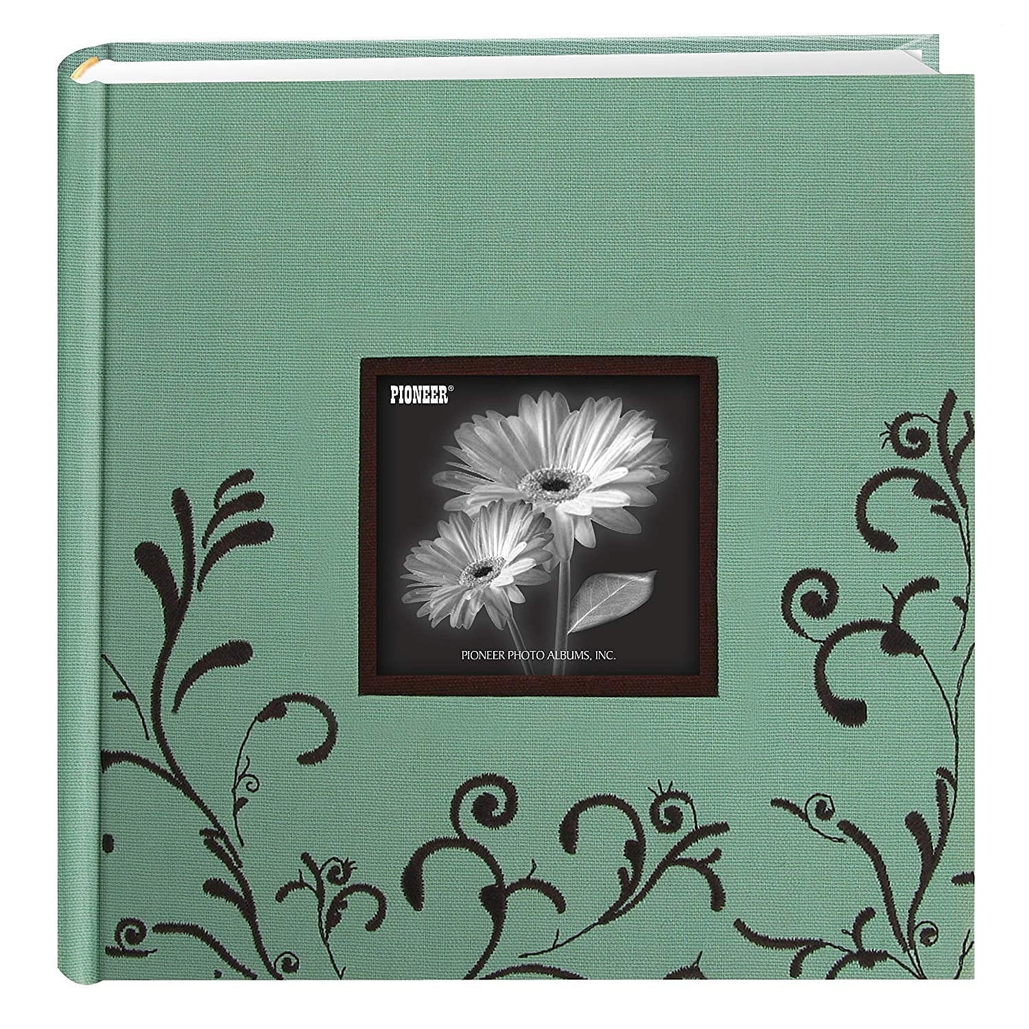 Aqua Brown Embroidered 2-up photo album by Pioneer - 4x6 - Walmart.com