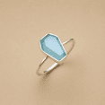 Aqua Chalcedony Coffin Cut Ring in 925 Sterling Silver | Minimalist ...