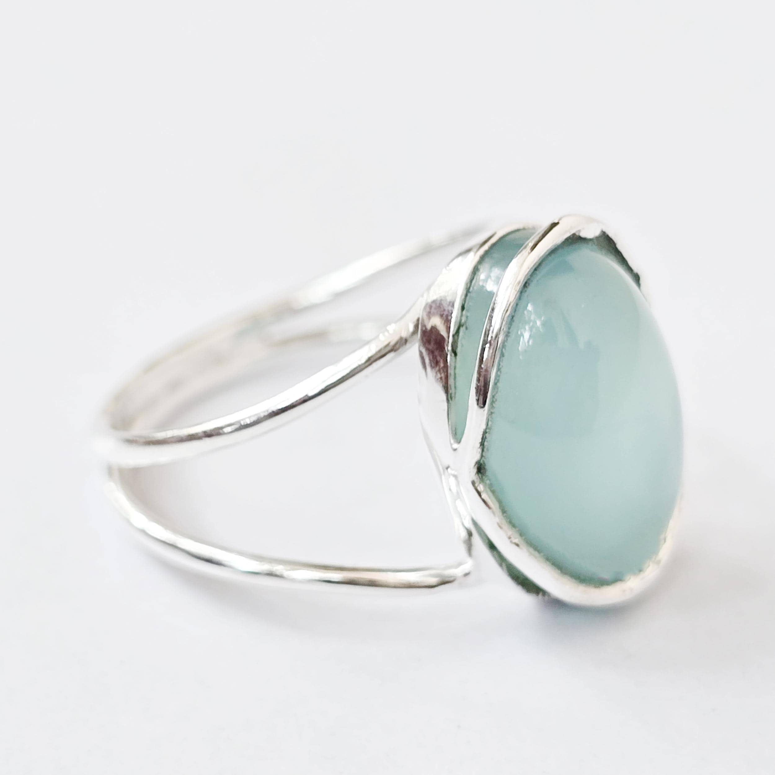 Aqua Chalcedony Ring, KOHI Rings for Women, Trending Thin Delicate Ring ...