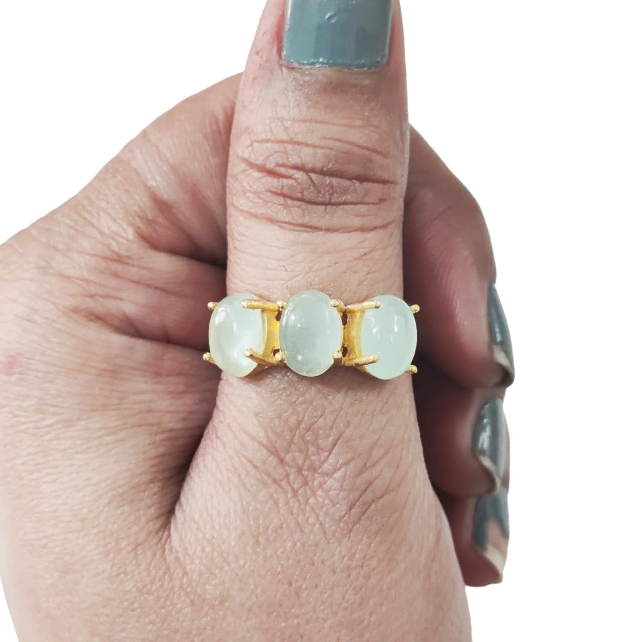 Aqua Chalcedony Tiny Ring, Natural Aqua Chalcedony Ring, March ...
