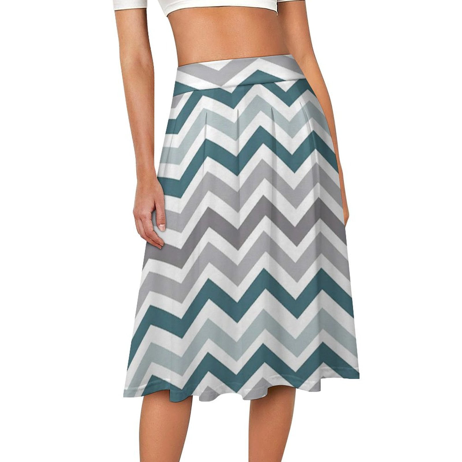 Aqua Chevron Pattern Knee Length Skorts Skirts for Women High Waisted Athletic Skirt with Zipper ...