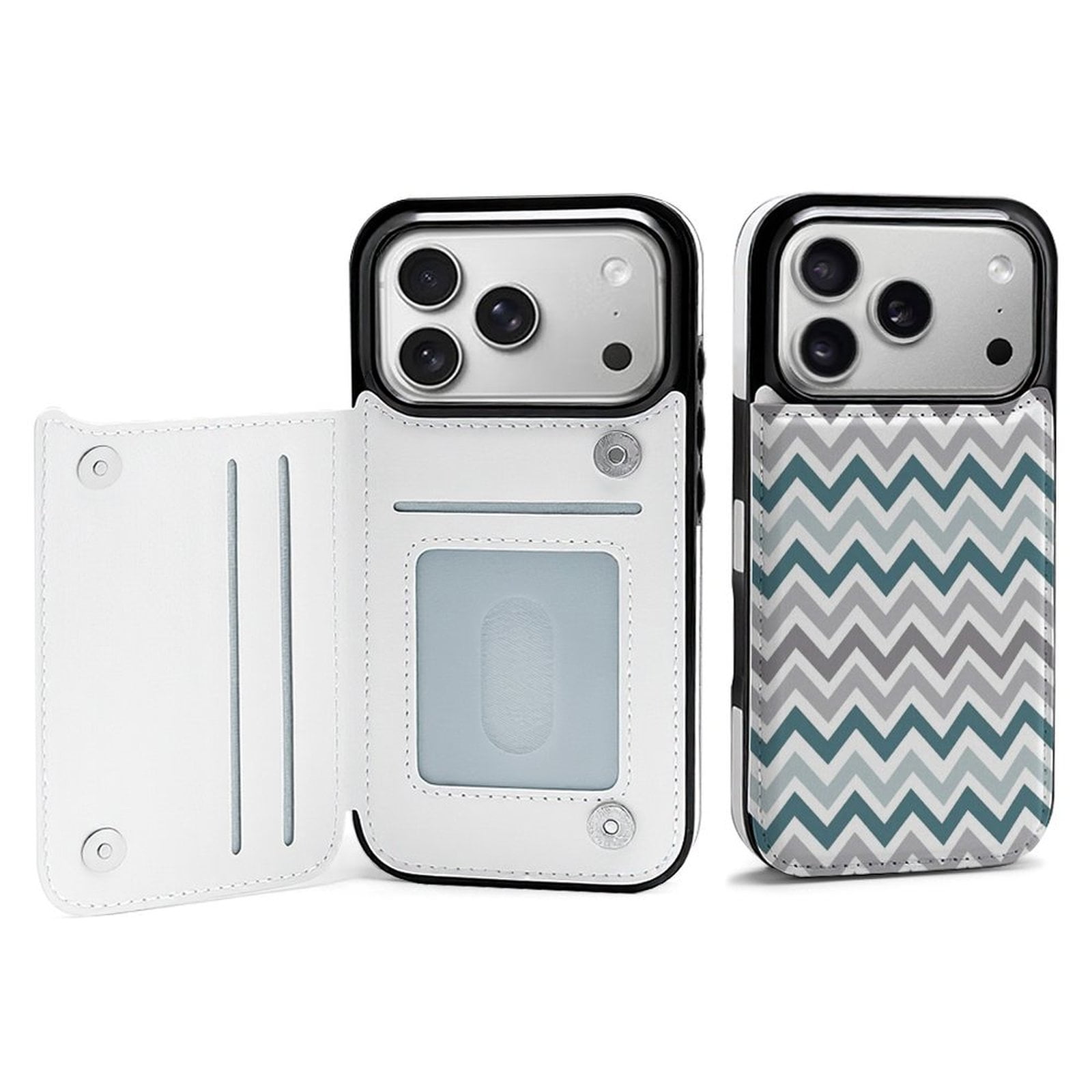 Aqua Chevron Pattern Leather Wallet Case for iPhone 11 Pro Wallet Case ...