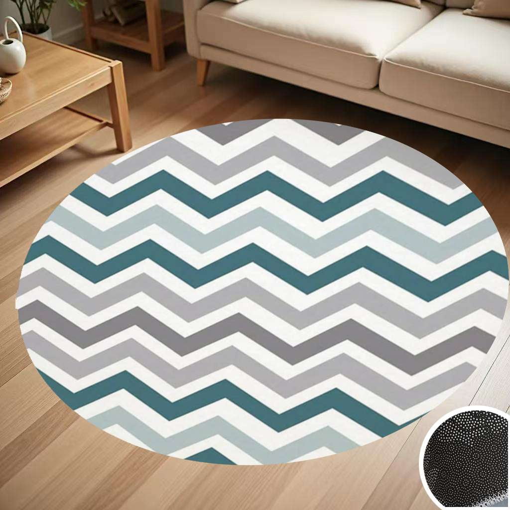 Aqua Chevron Pattern Round Carpet Living Room Bedroom Home Decoration Coffee Table Mat Lounge ...