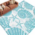 Aqua Coastal Area Rug 6x9 Washable Rug Non Slip Beach Starfish Nautical ...