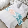 Aqua Coastal Beach Bed Runner Scarf Twin Size, Modern Oil Painting ...