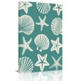 Aqua Coastal Canvas Wall Art for Living Room, Starfish Shell Ocean ...