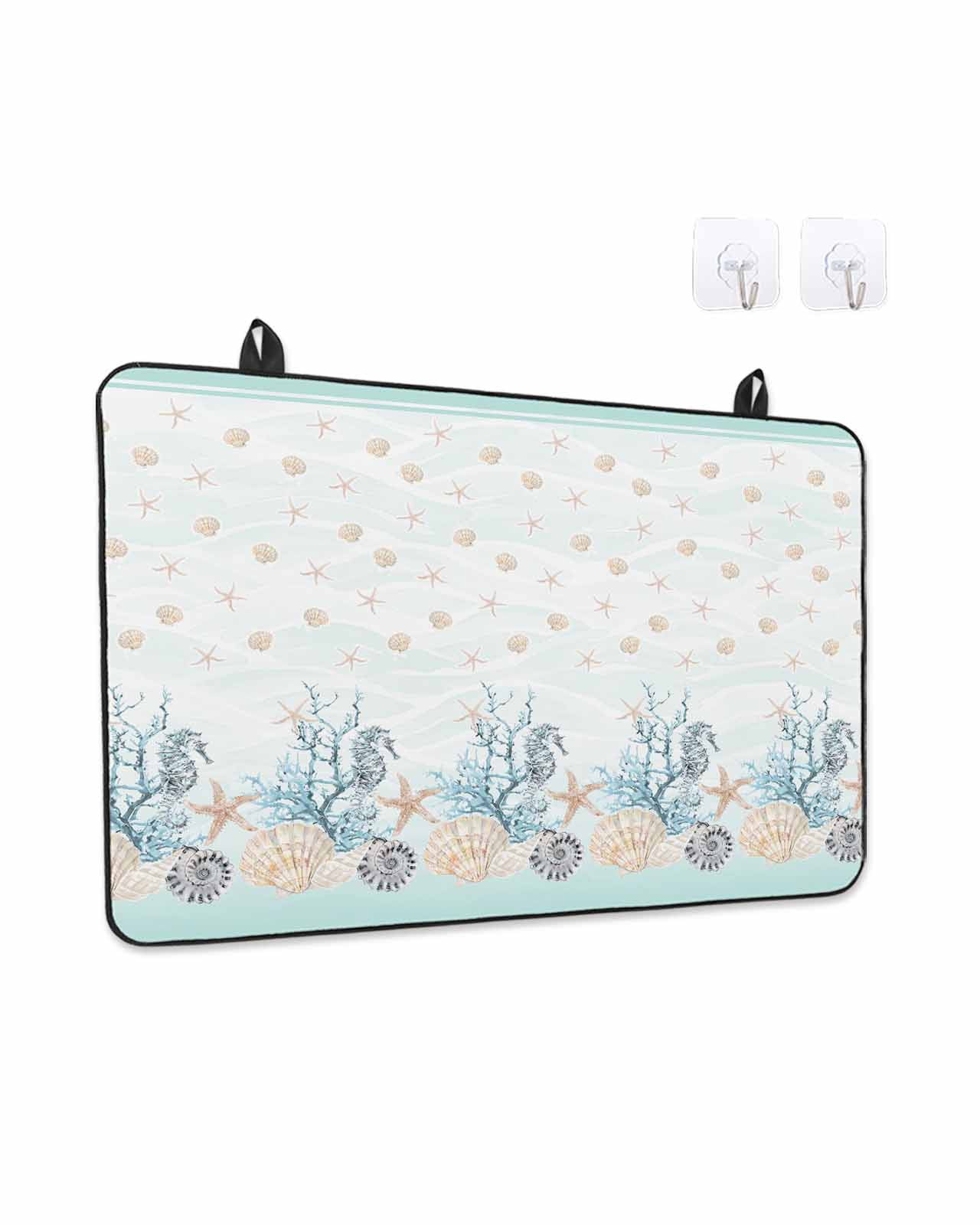 Aqua Coastal Shell Stove Top Covers for Electric Stove, Kitchen Glass ...