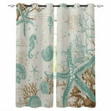 Aqua Coastal Starfish Blackout Curtains 96 Inches Long, Farmhouse ...