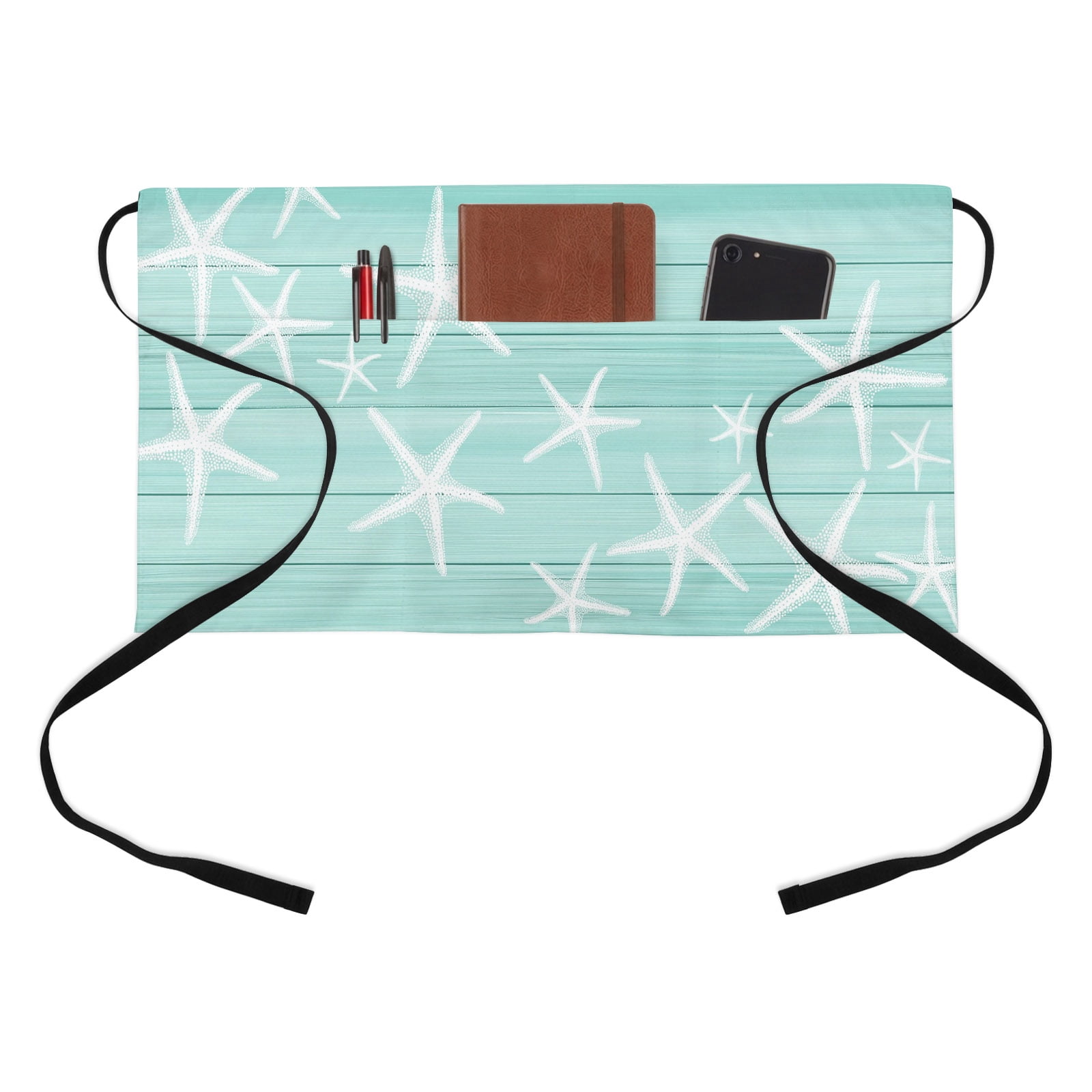 Aqua Coastal Starfish Kitchen Restaurant Half Waist Apron, Summer Beach ...