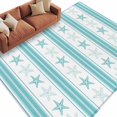 Aqua Coastal Striped Area Rug 5x8 Washable Rug Non Slip Modern Nautical ...
